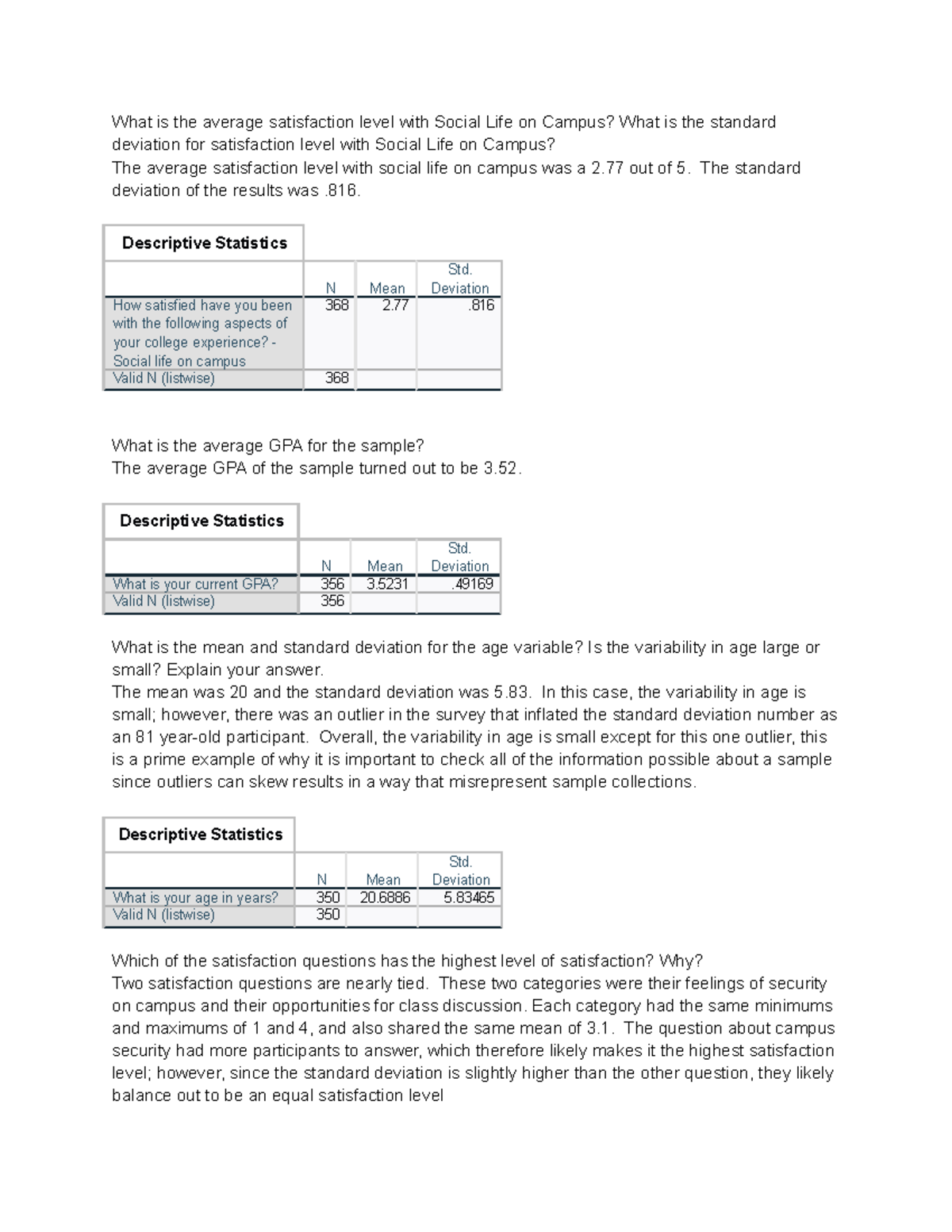 Stat Assignment 2 Homework What Is The Average Satisfaction Level