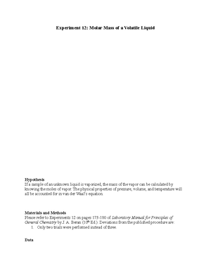 Experiment 9 Prelaboratory Assignment - Experiment 9 Prelaboratory Assignment 1. a) NaOH (base ...