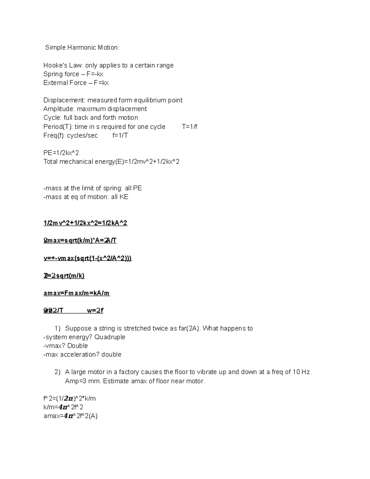 Simple Harmonic Motion, Parts of a Wave - Simple Harmonic Motion: Hooke ...