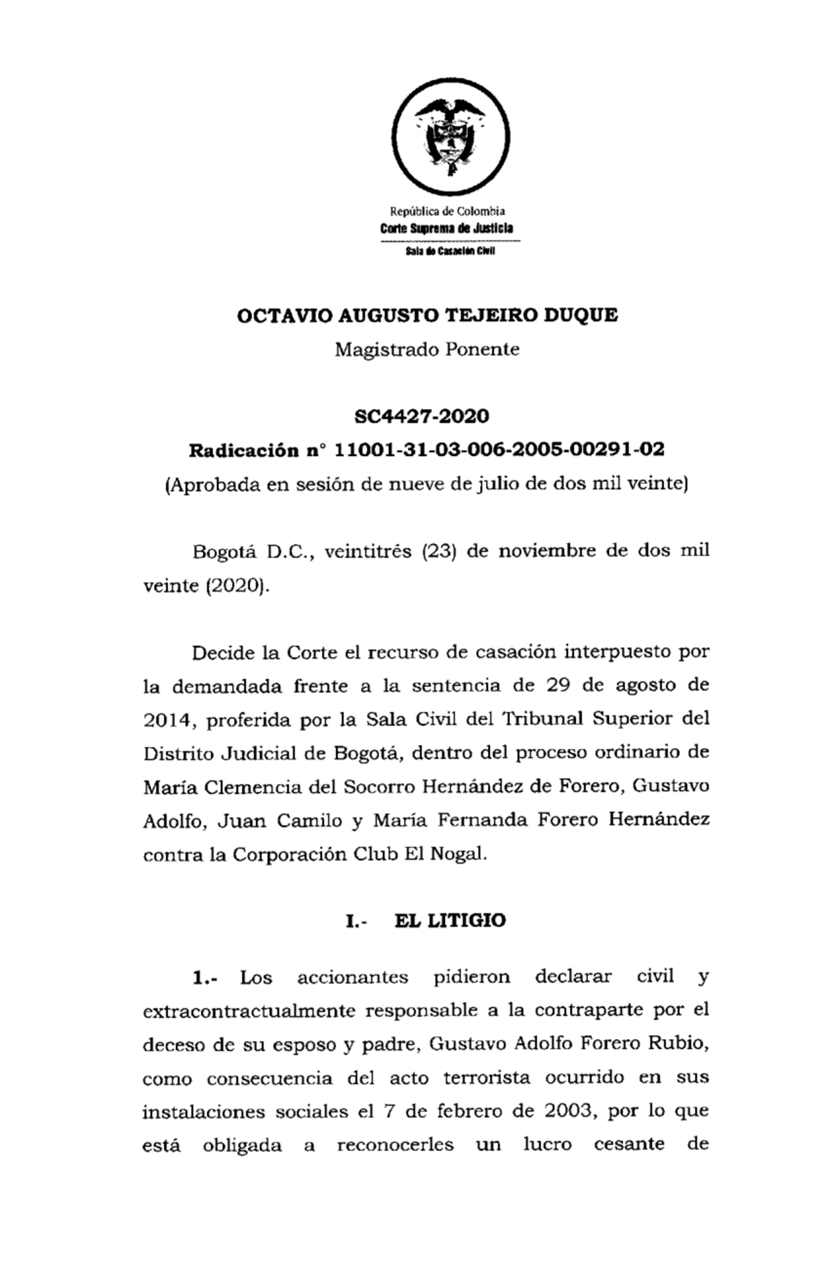 Sentencia nogal - Obligaciones Y Responsabilidad - Studocu