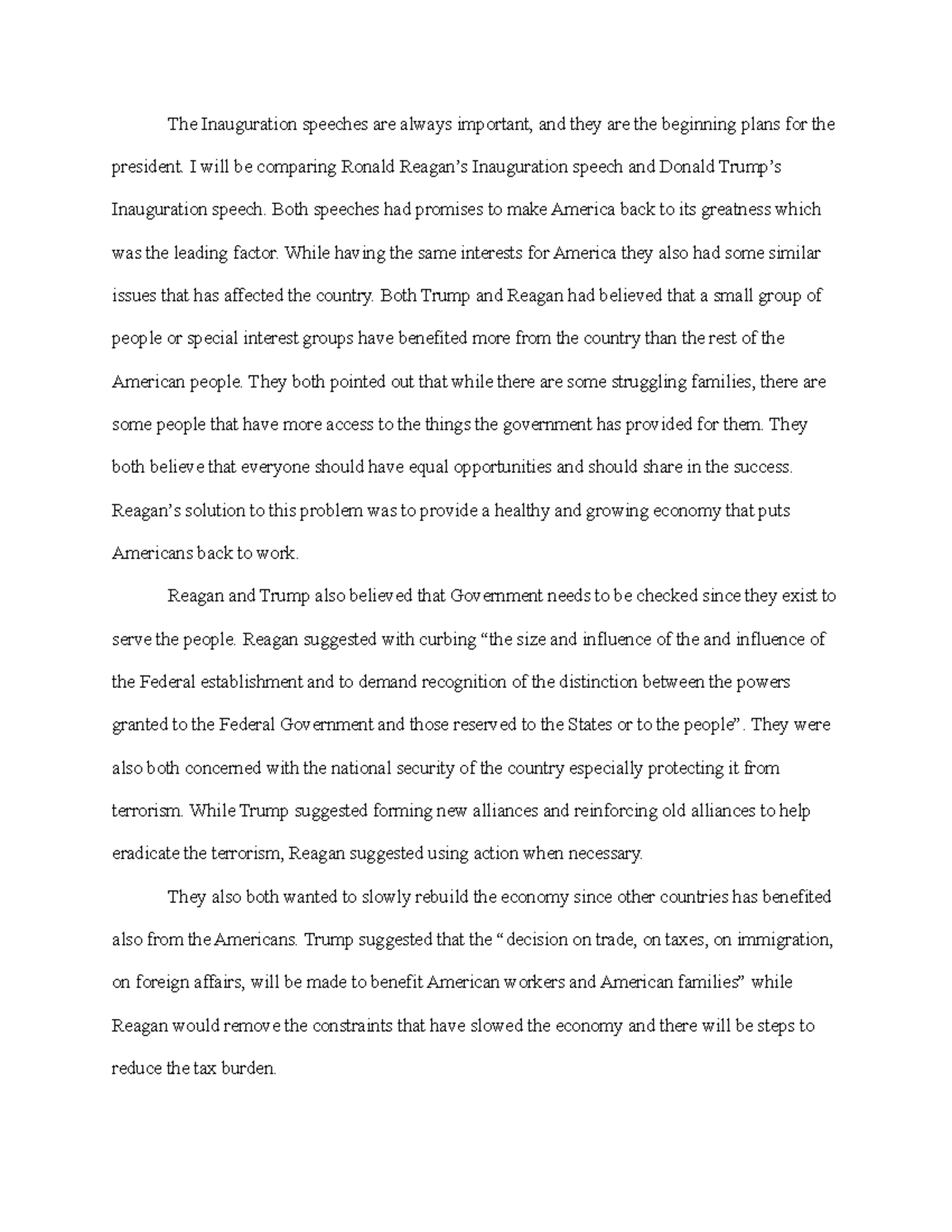 Minor Assignment 10 1013 - The Inauguration speeches are always ...