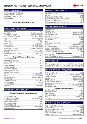 Delta Boeing 737 Checklist