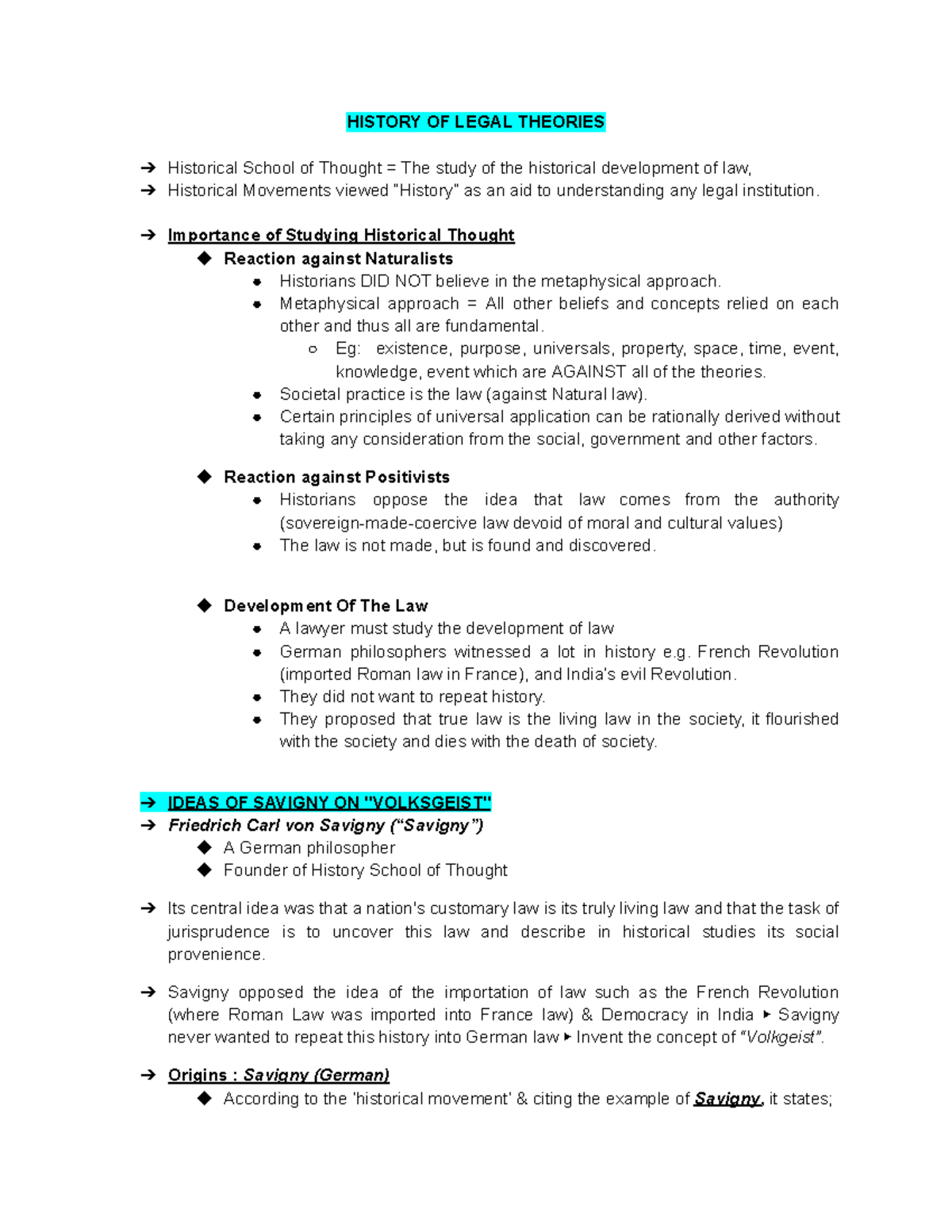 History of Legal Theories - HISTORY OF LEGAL THEORIES Historical School ...