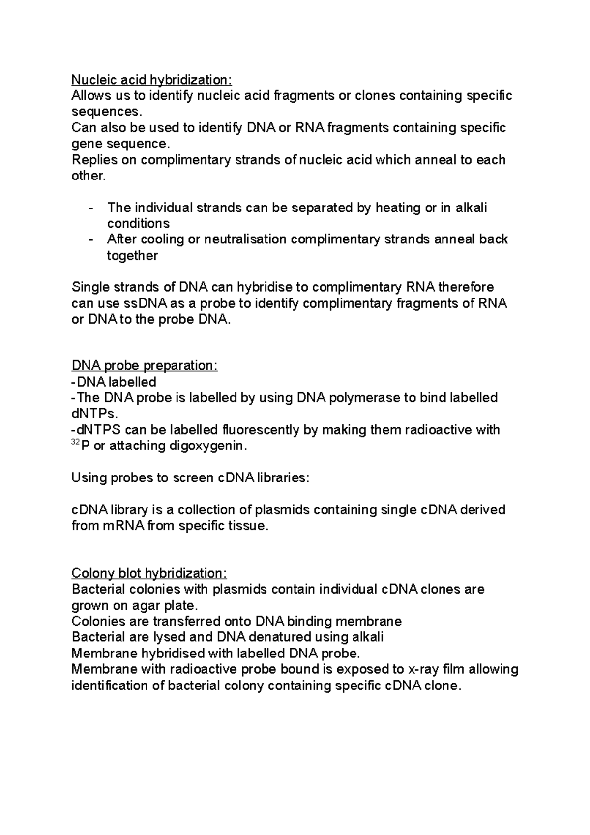 Molecular techniques; nucleic acid probes and hybridisation - Nucleic ...