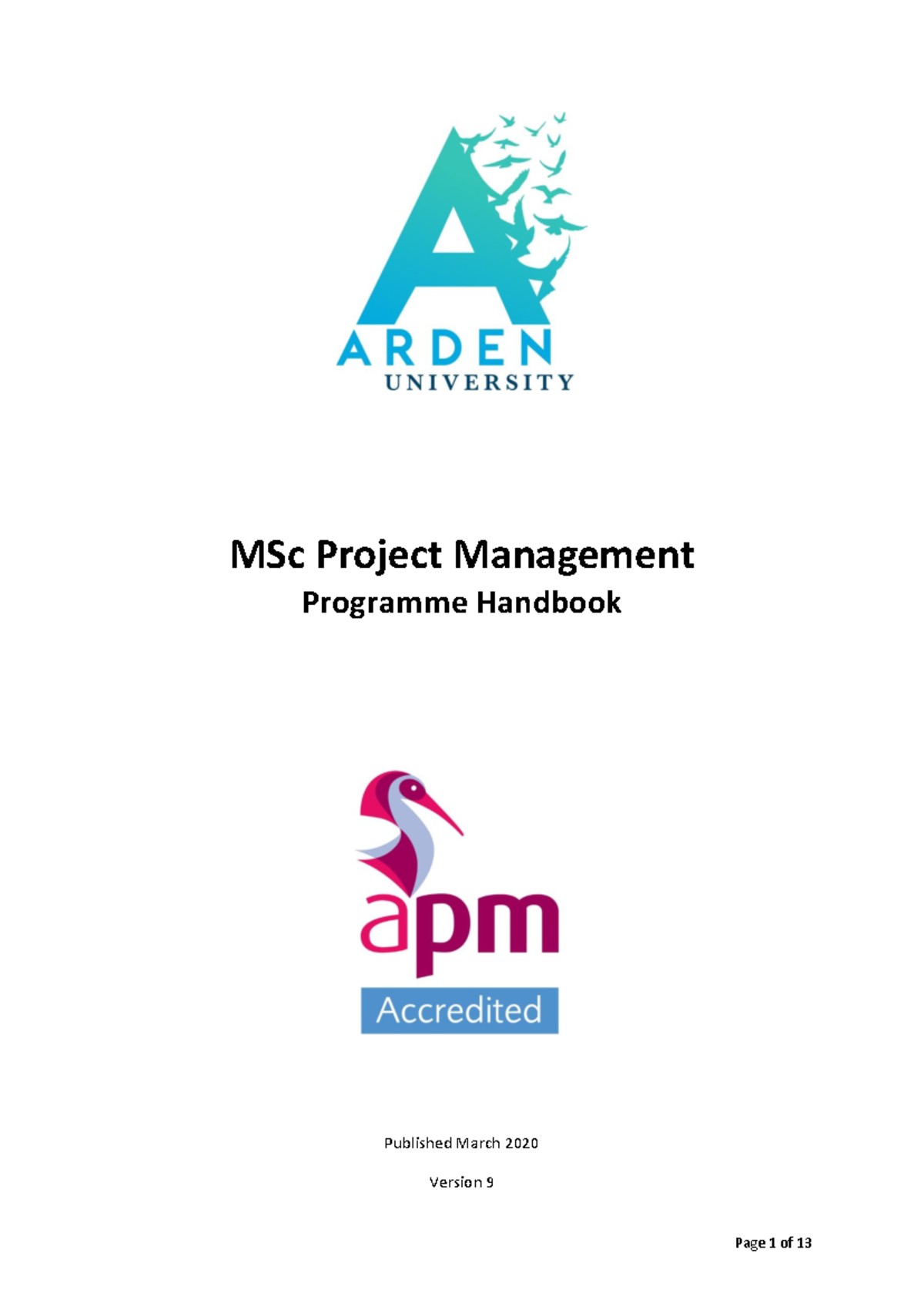 MSc Project Management - This handbook provides you with information ...