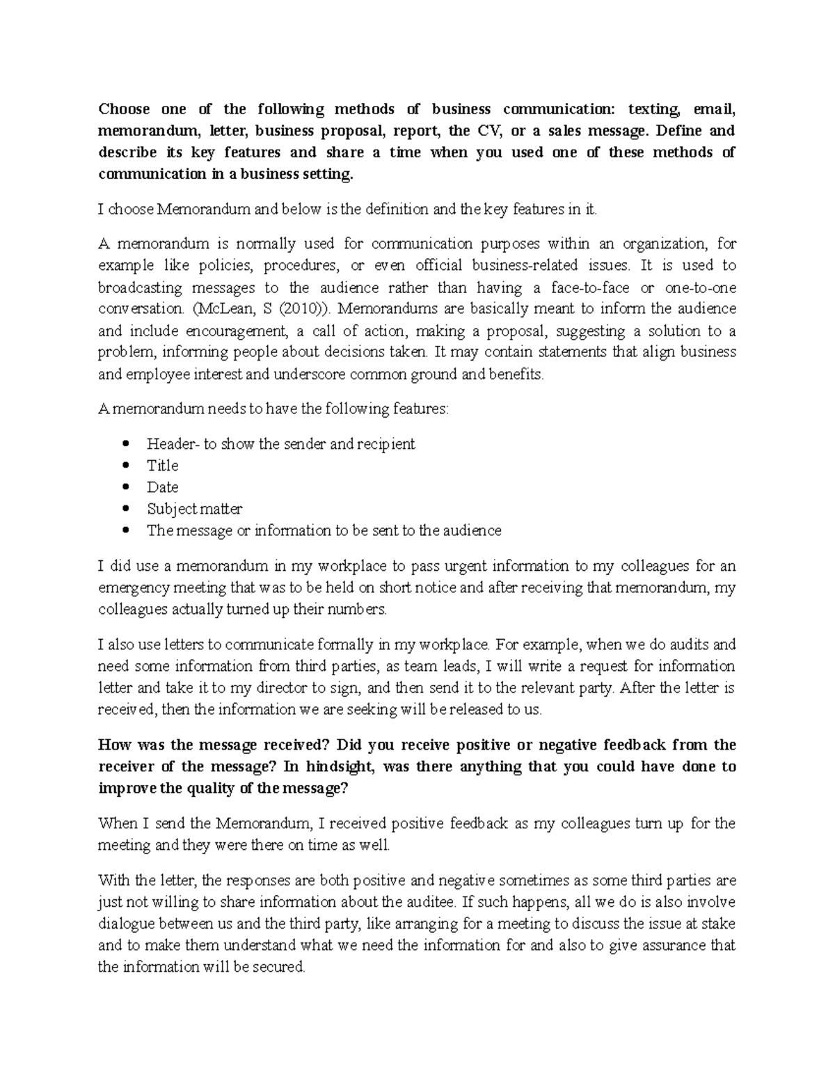 Discussion forum- Unit 4 - Choose one of the following methods of ...