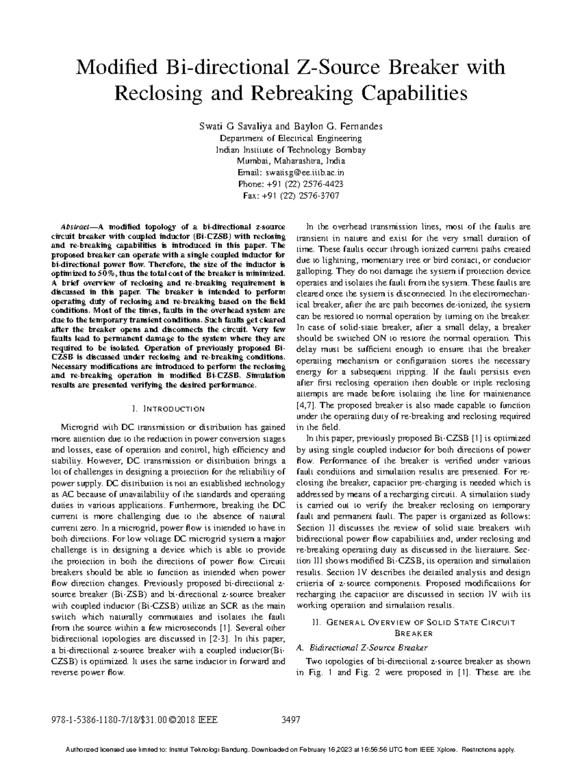 Modified bi-directional Z-source breaker with reclosing and rebreaking ...
