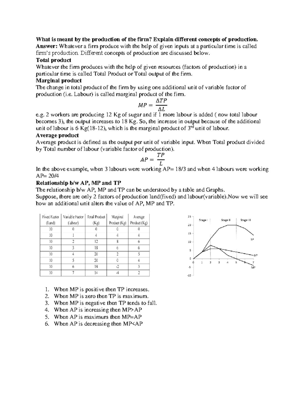 Analysis of firm output - What is meant by the production of the firm? Explain different ...