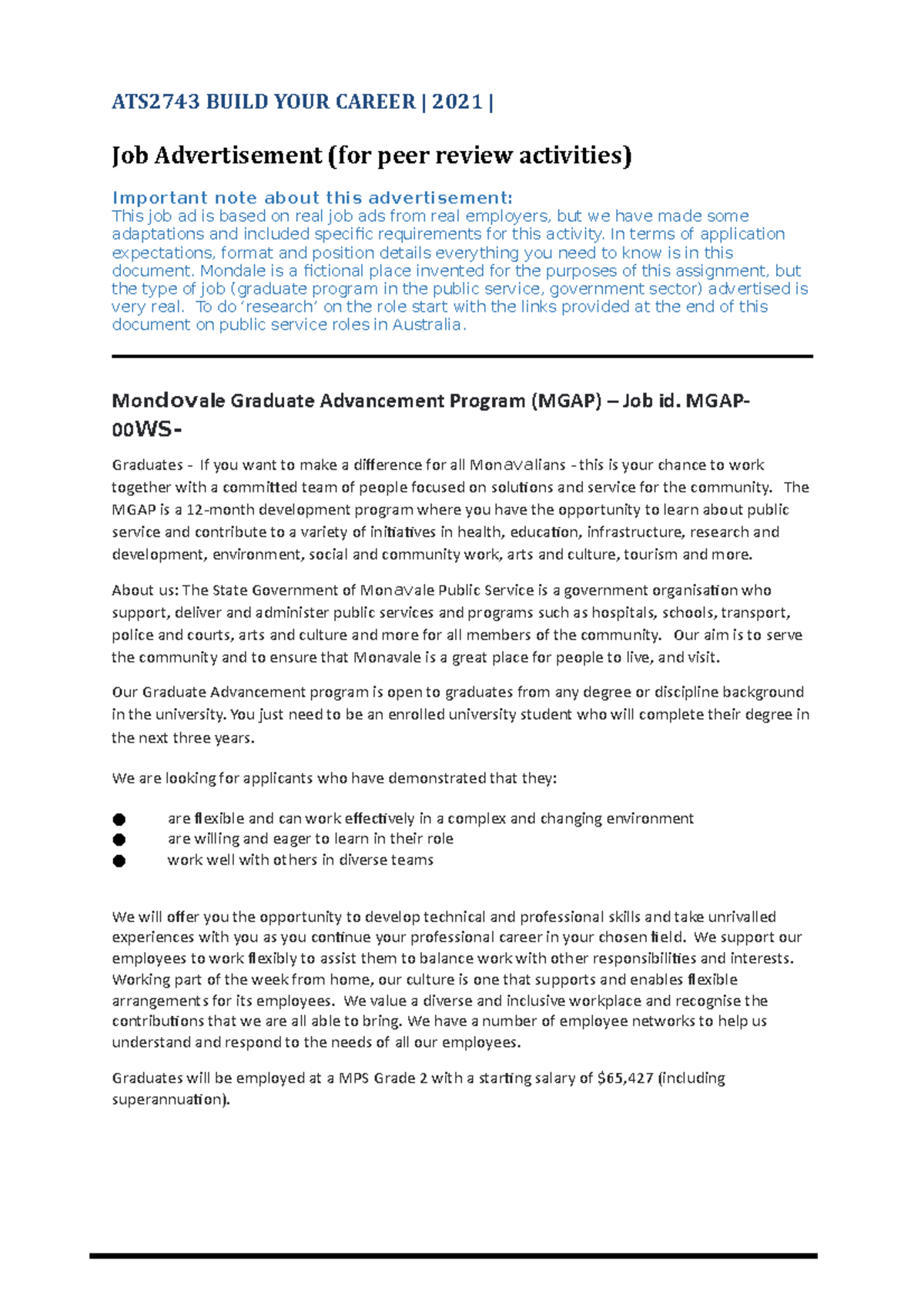 ATS2743 2021 - Job advertisement - ATS2743 BUILD YOUR CAREER | 2021 ...