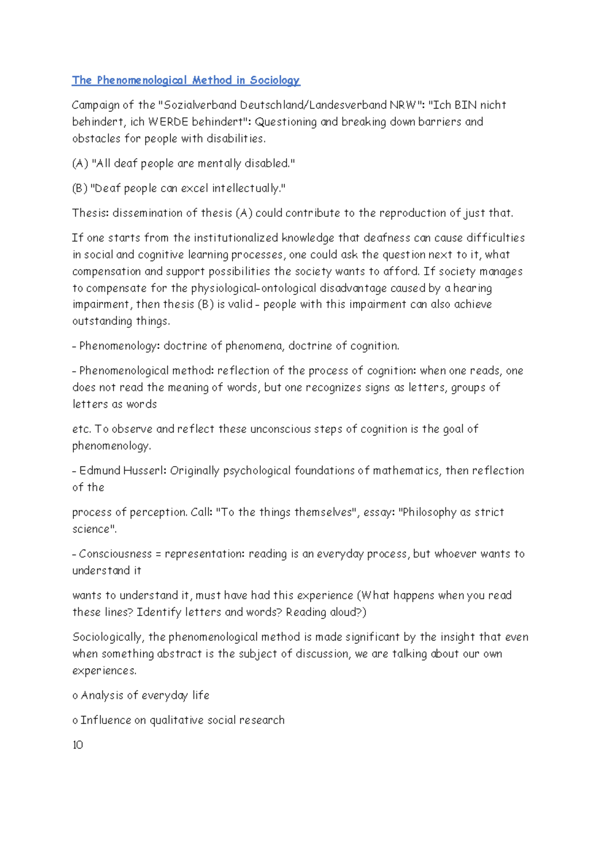 The Phenomenological Method in Sociology - The Phenomenological Method ...