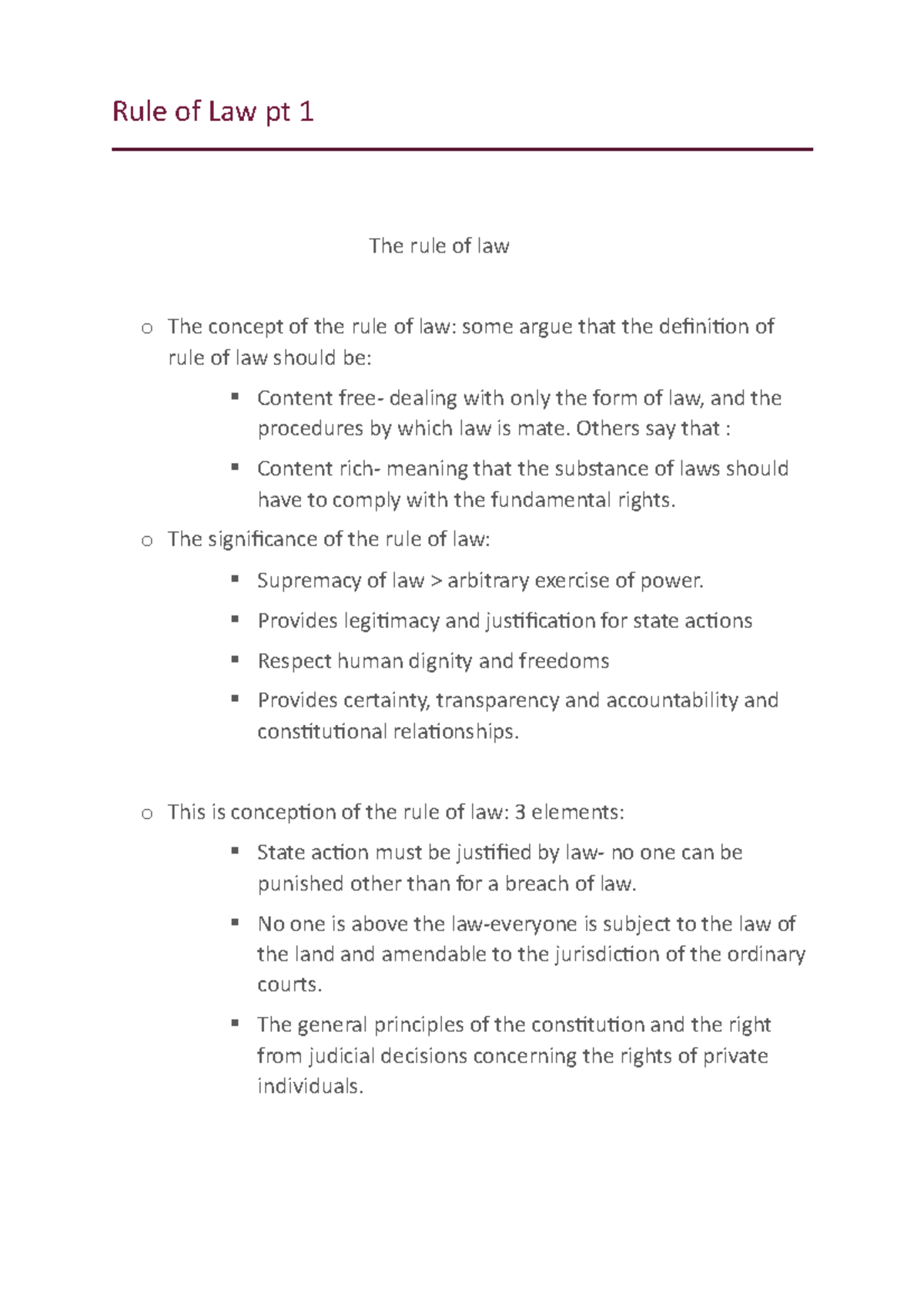 Rule of Law pt 1 - Caroline Morris - Rule of Law pt 1 The rule of law o ...