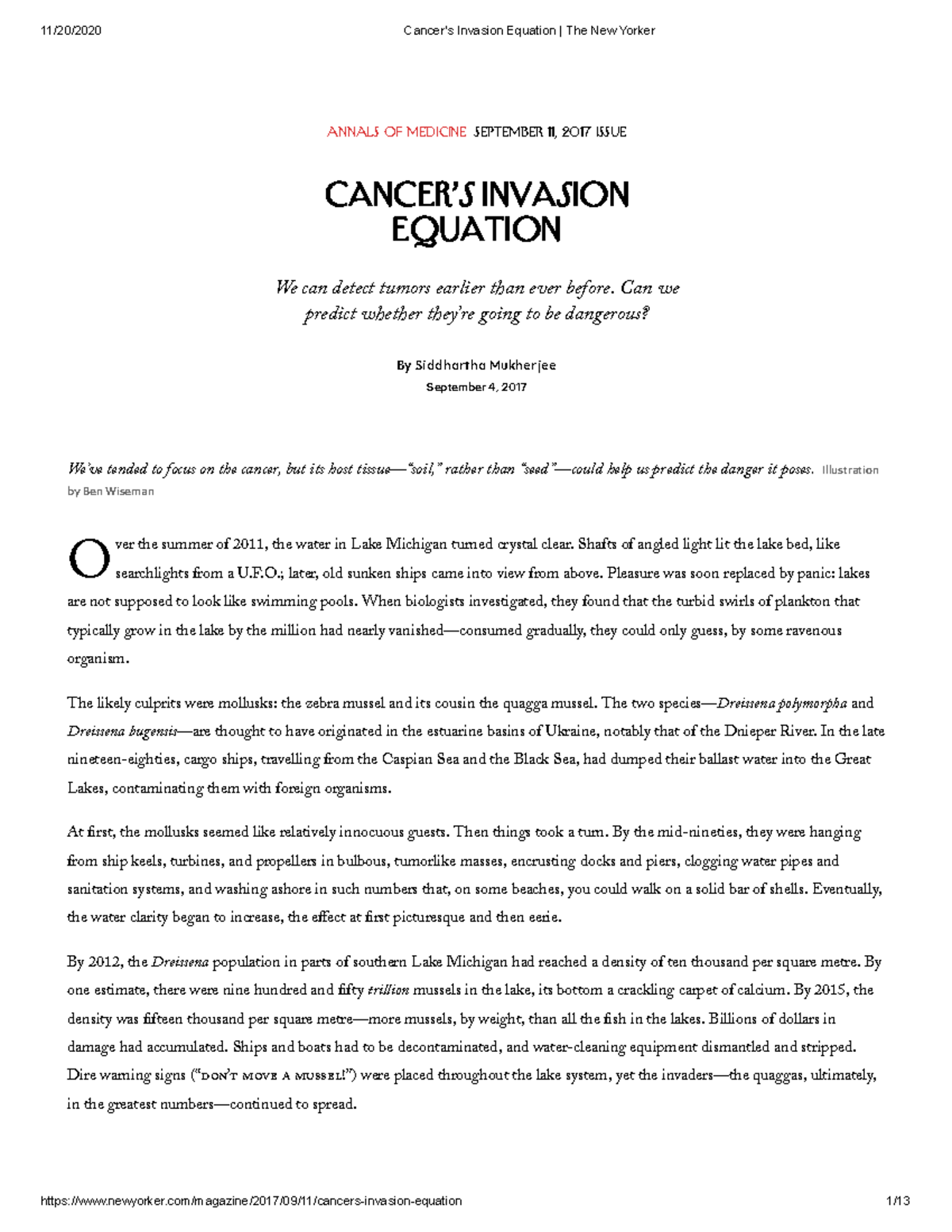 Cancer’s Invasion Equation The New Yorker - O Annals of ...