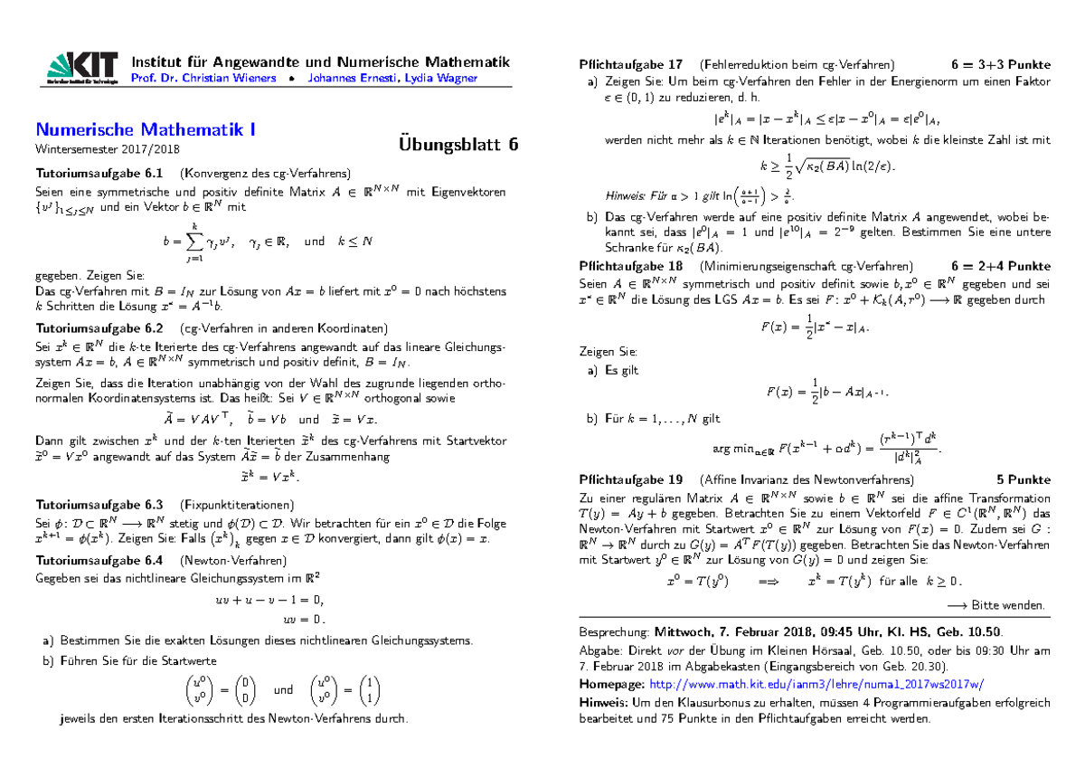 Nu Ma1 UB006 - Numerik 1 für Mathematiker - Institut ur Angewandte und ...