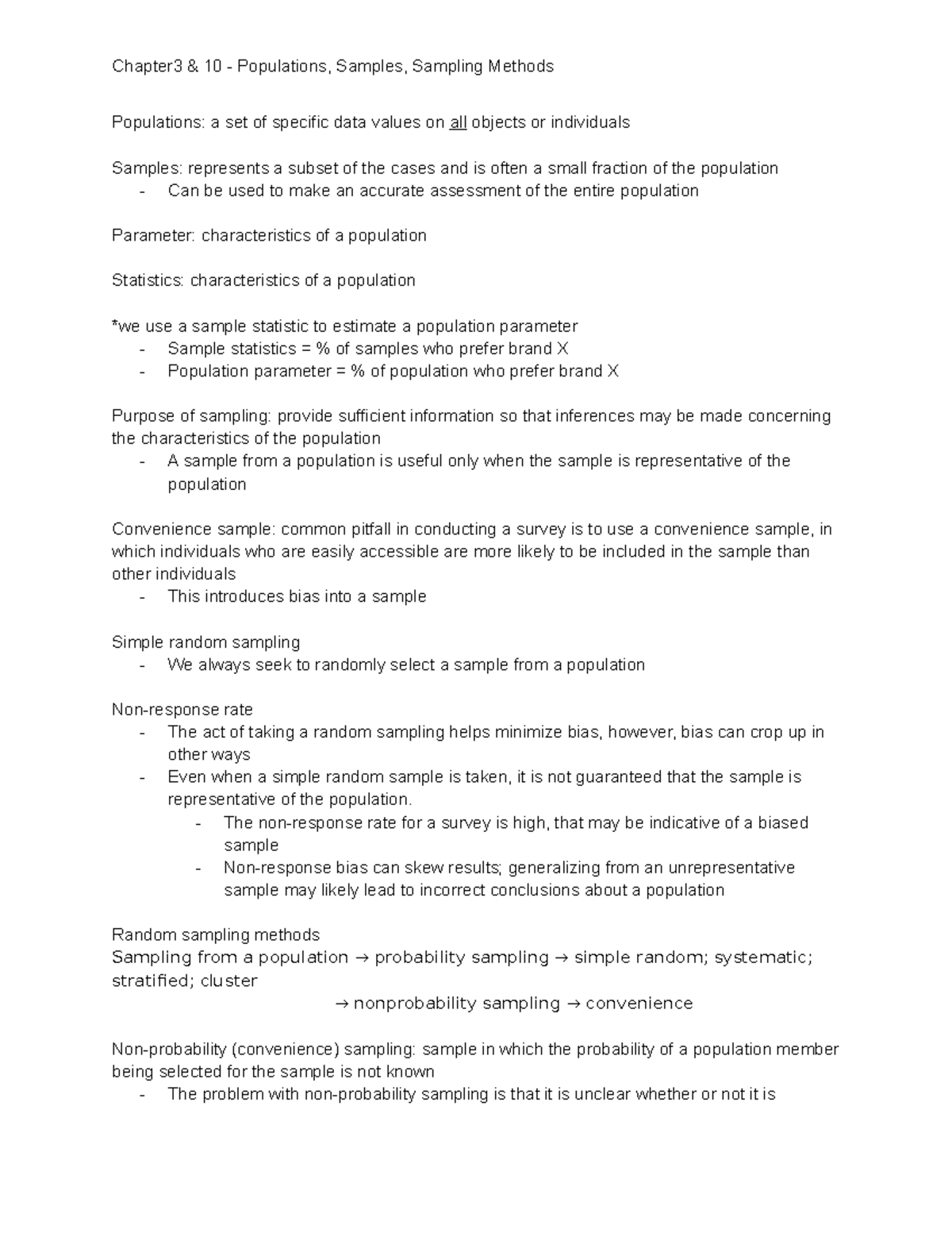 Chapter 3 10 - Lecture and textbook notes - Chapter3 & 10 - Populations ...