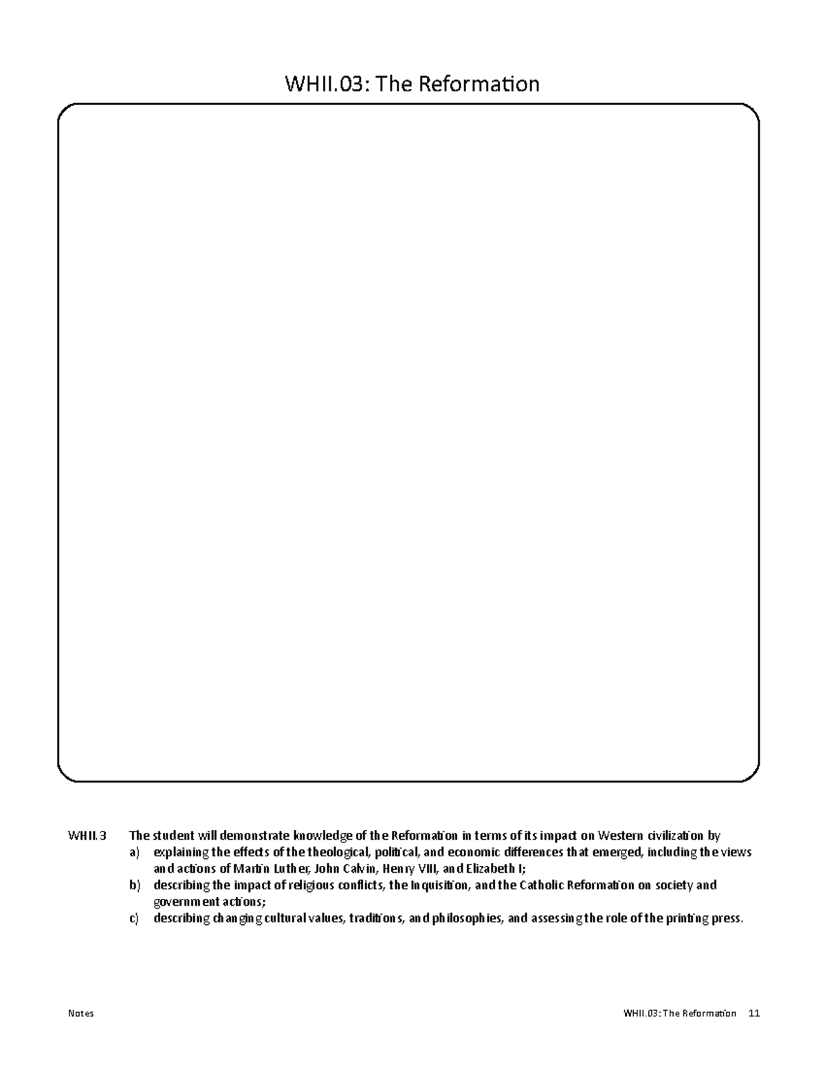 Notes WHII 03 Students - N/A - WHII: The Reformation WHII The student ...