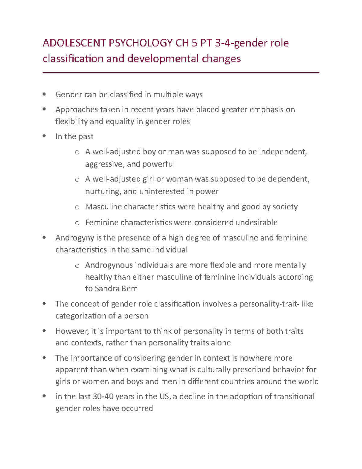 ADOL Psych CH 5 PT 3-4 - CREDIT- PROFESSOR MULLINS - ADOLESCENT ...