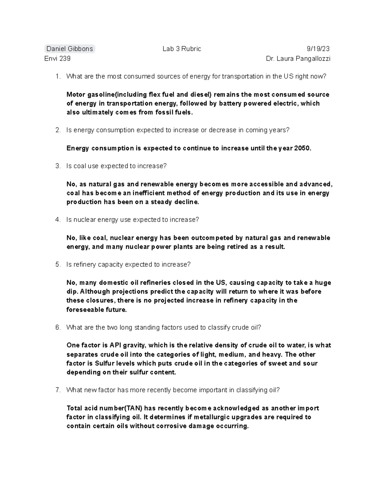 Geog 239 Lab 3 Rubric - Daniel Gibbons Lab 3 Rubric 9/19/ Envi 239 Dr ...