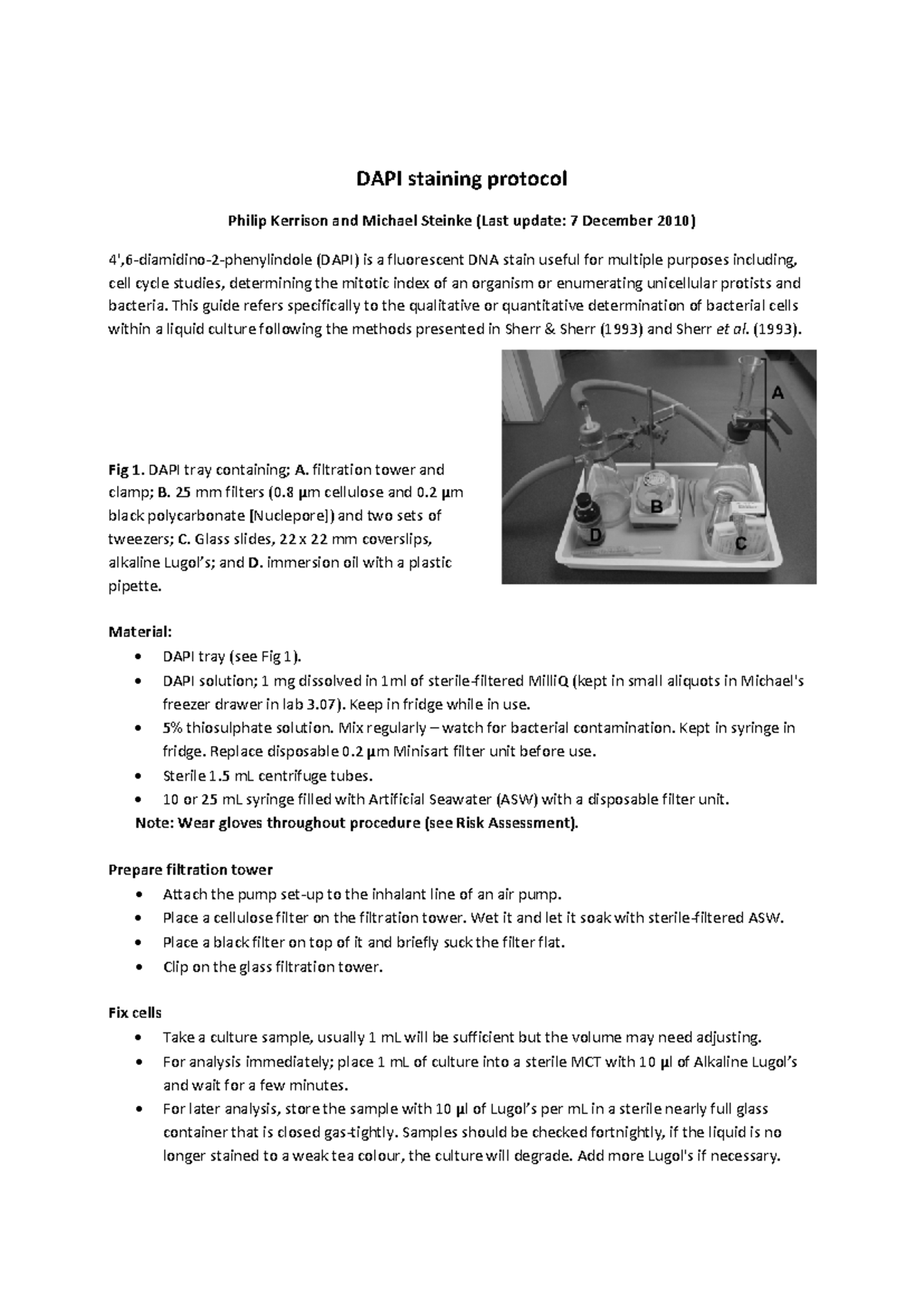 DAPIstainingprotocol - DAPI staining protocol Philip Kerrison and ...