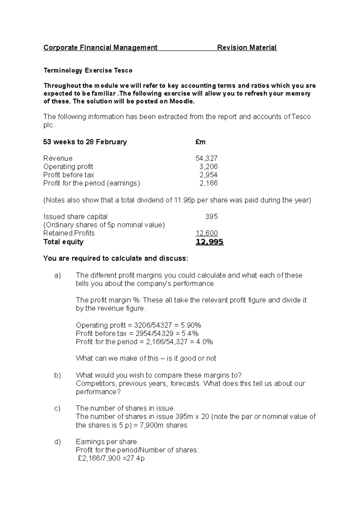 CFM Revision Material (solution) - Corporate Financial Management ...