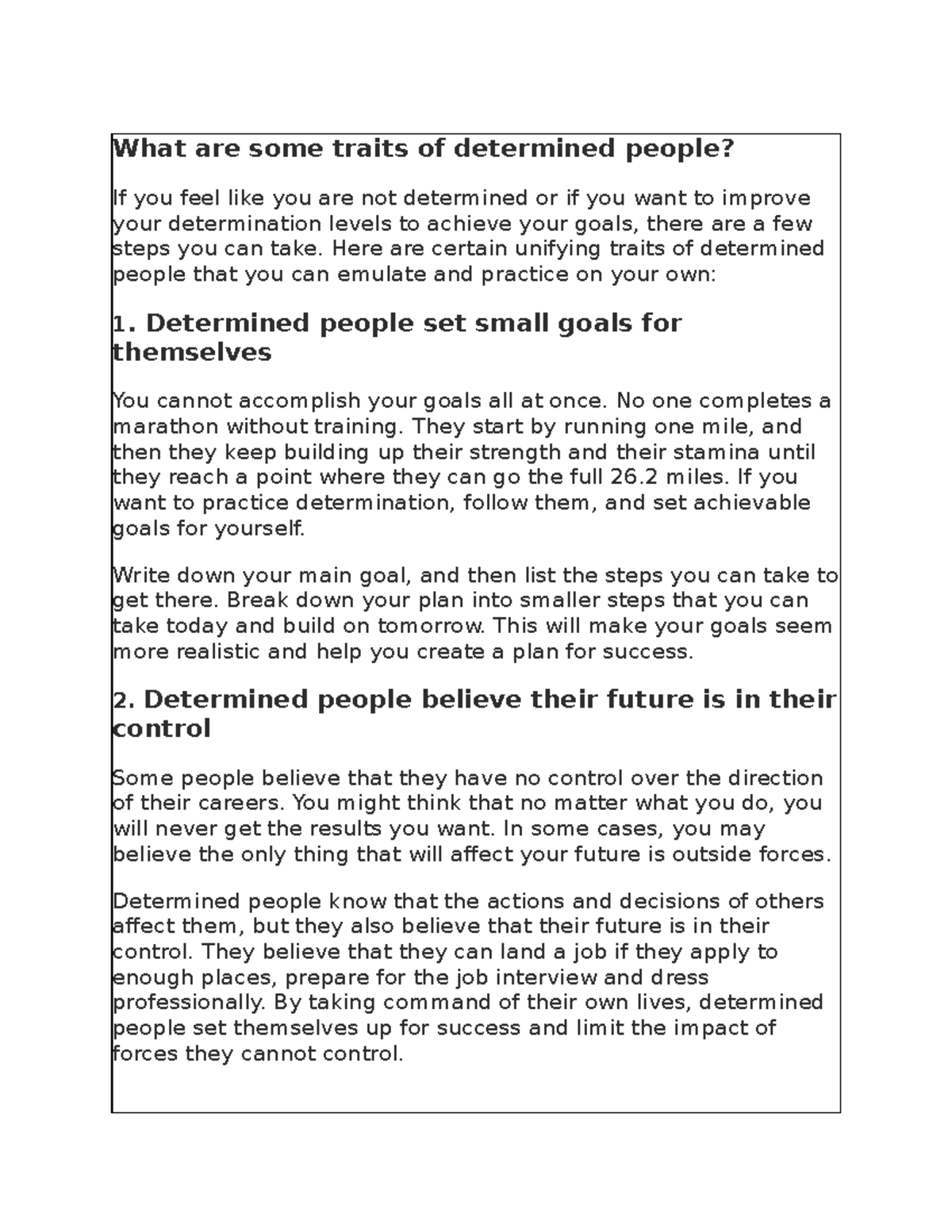 Determination-Revised - ####### What are some traits of determined ...