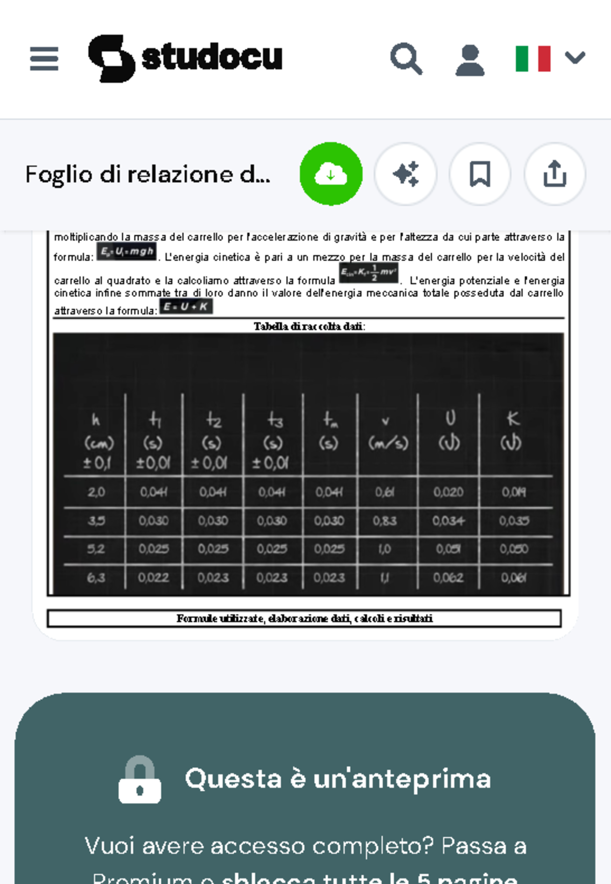 Foglio di relazione di laboratorio Principio DI Conservazione DELL ... Foglio di relazione di laboratorio Principio DI Conservazione DELL ...