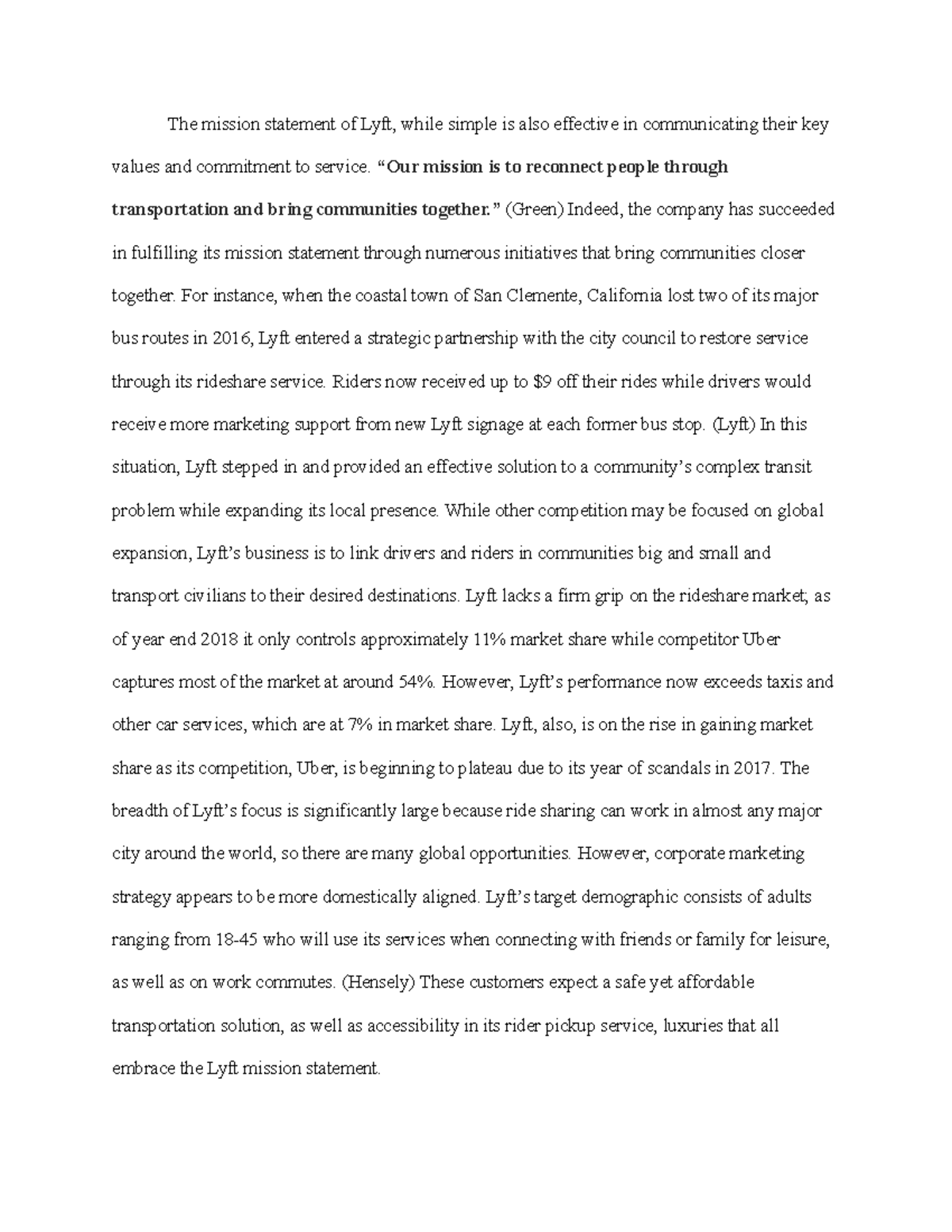 Community Marketing Strategy - The mission statement of Lyft, while ...