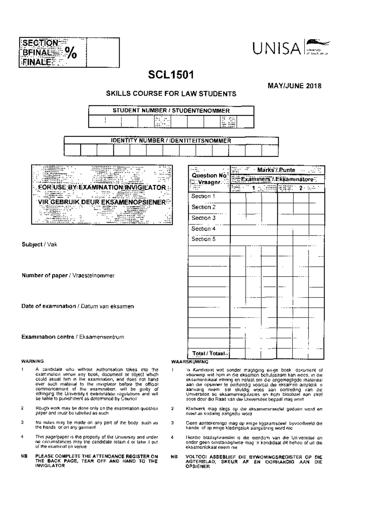 SCL1501 2018 6 E 1 - Tutorial work - SCL1501 - Studocu