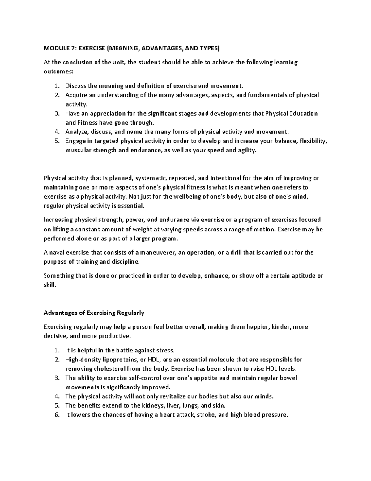 Module 7 - Exercise ( Meaning, Advantages, AND Types) - MODULE 7 ...