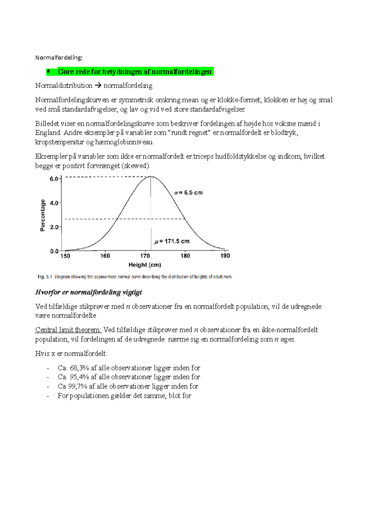 Normalfordeling - Normalfordeling: Gøre rede for betydningen af ...