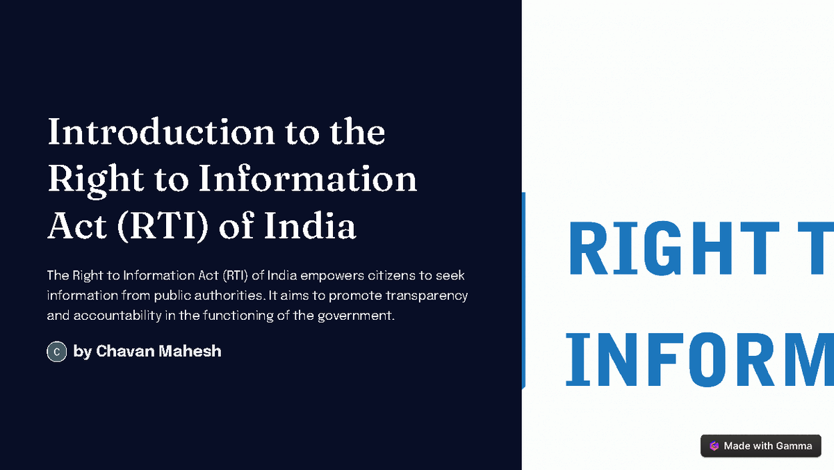 Introduction to the Right to Information Act RTI of India - Itroductio ...