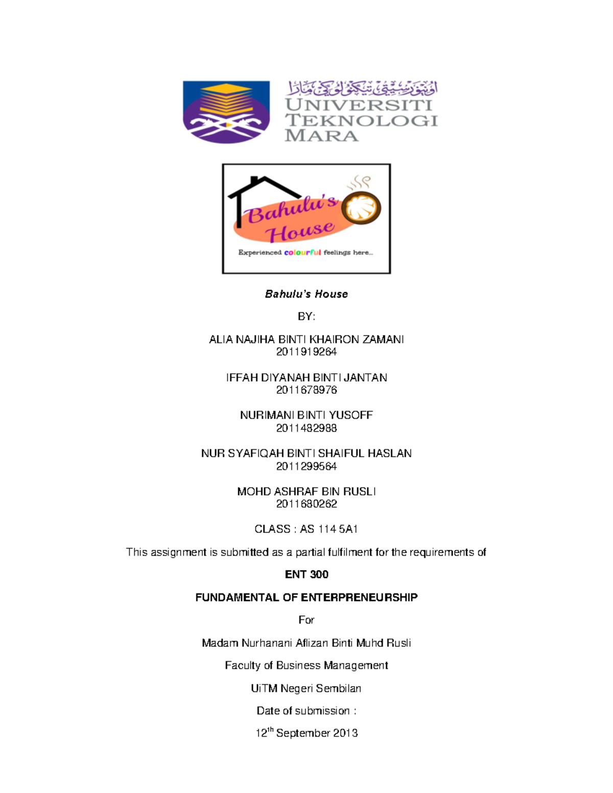 Example BMC 4 - note only - Entrepreneurship - UiTM - Studocu