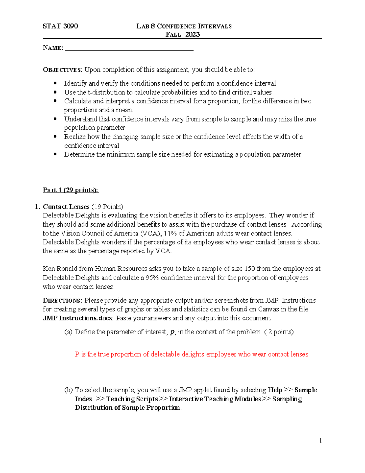 Section 8 Lab Activity - dasf - FALL 2023 NAME: OBJECTIVES: Upon ...