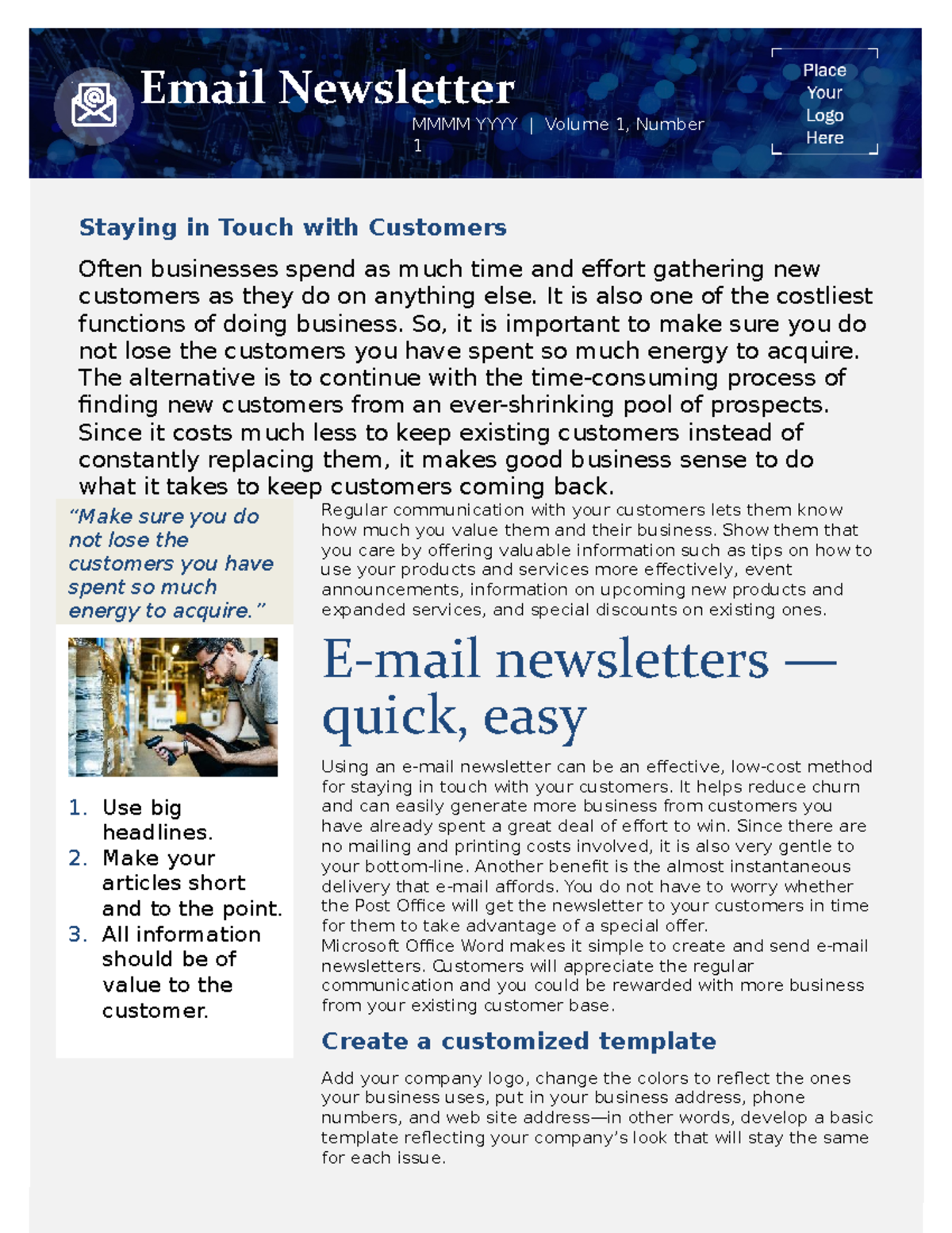 Email Newsletter - Test - Email Newsletter MMMM YYYY | Volume 1, Number ...