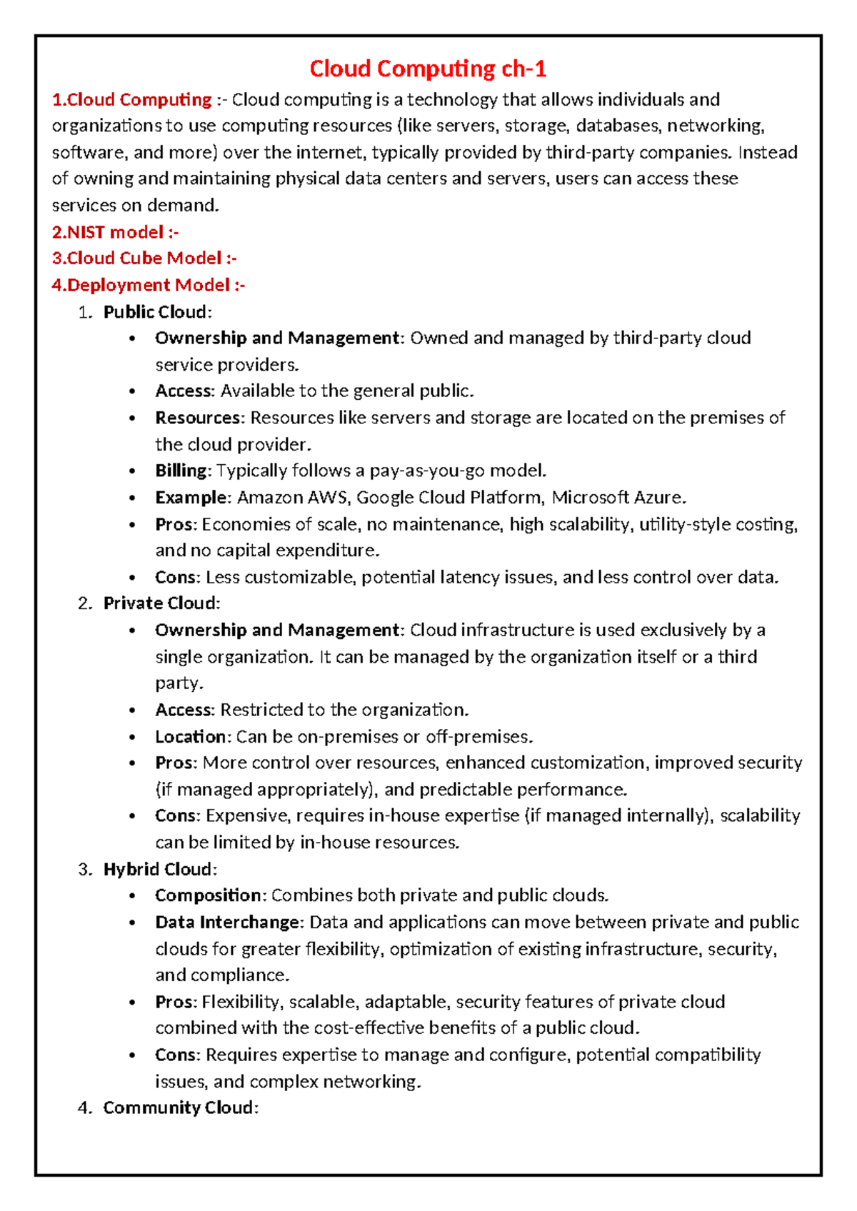 Cloud Chapter 1 - Cloud Computing ch- 1 Computing :- Cloud computing is ...