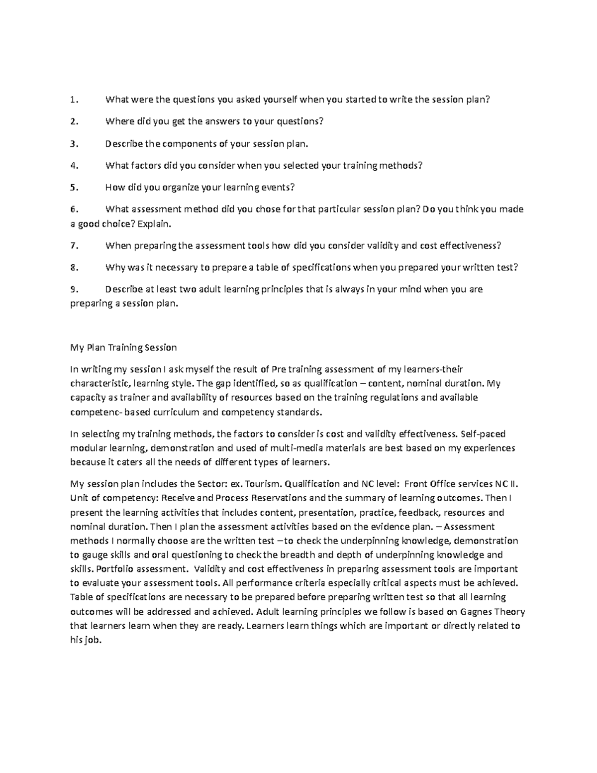 Plan-Training-Session - What were the questions you asked yourself when ...