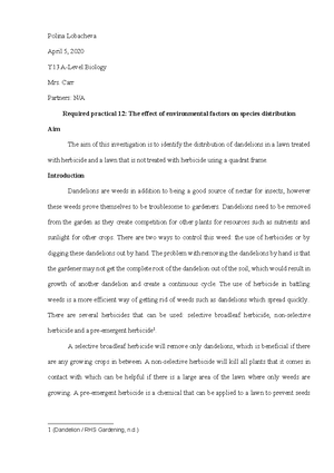 Biology - A2 - A Level - Sixth Form (A Levels) - Studocu