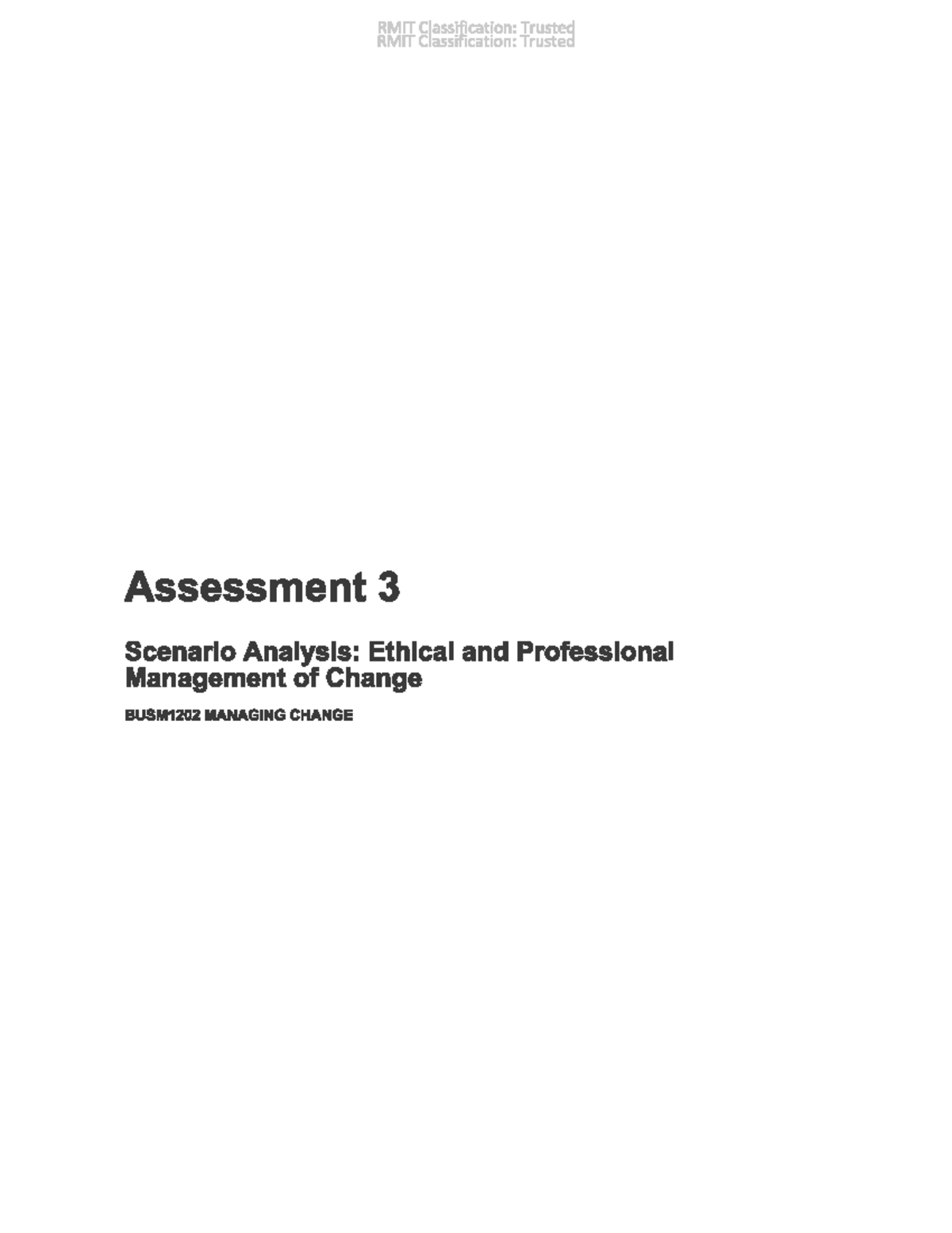 Assessment 3 for Managing Change - RMIT Classification: Trusted RMIT ...