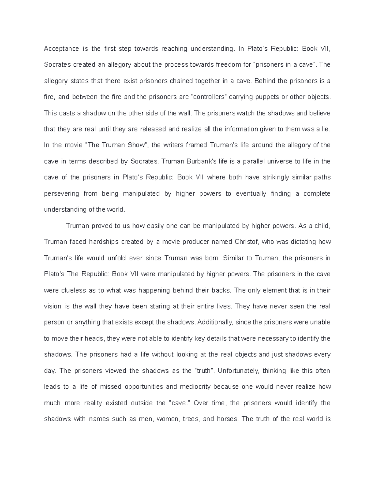 The Truman Show - Acceptance is the first step towards reaching ...