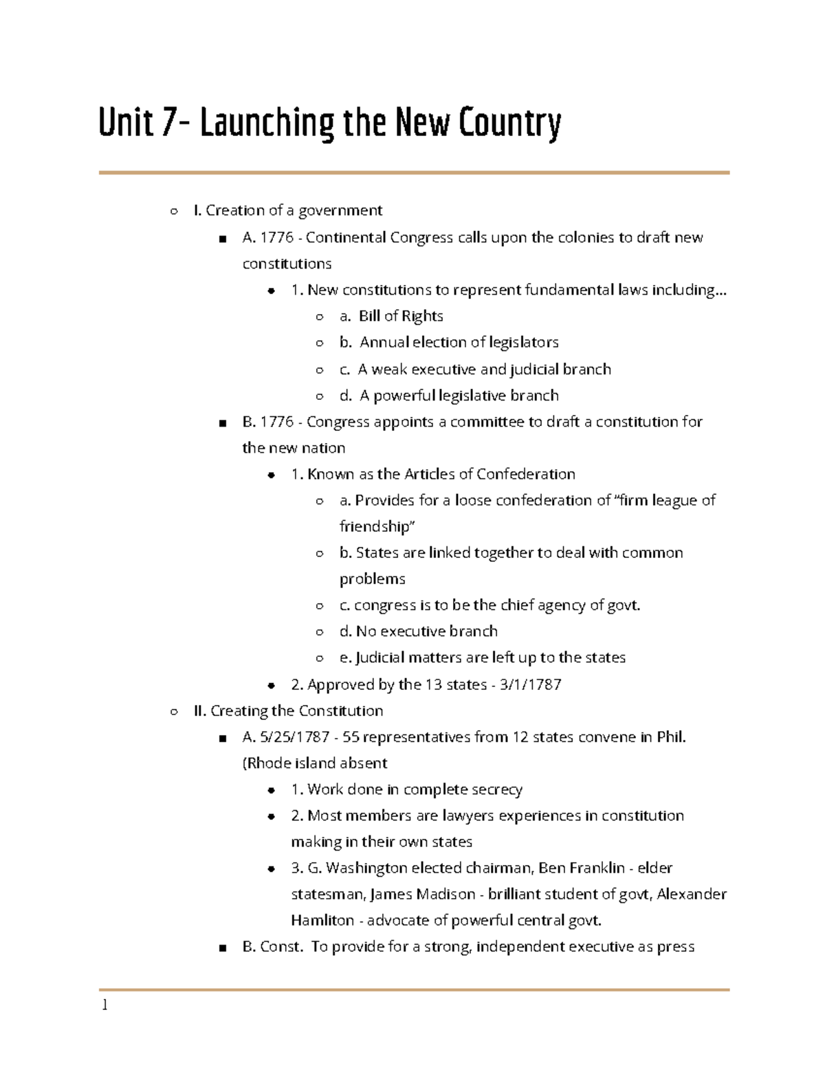 Unit 7 - Allison Huntley - Unit 7- Launching the New Country I ...