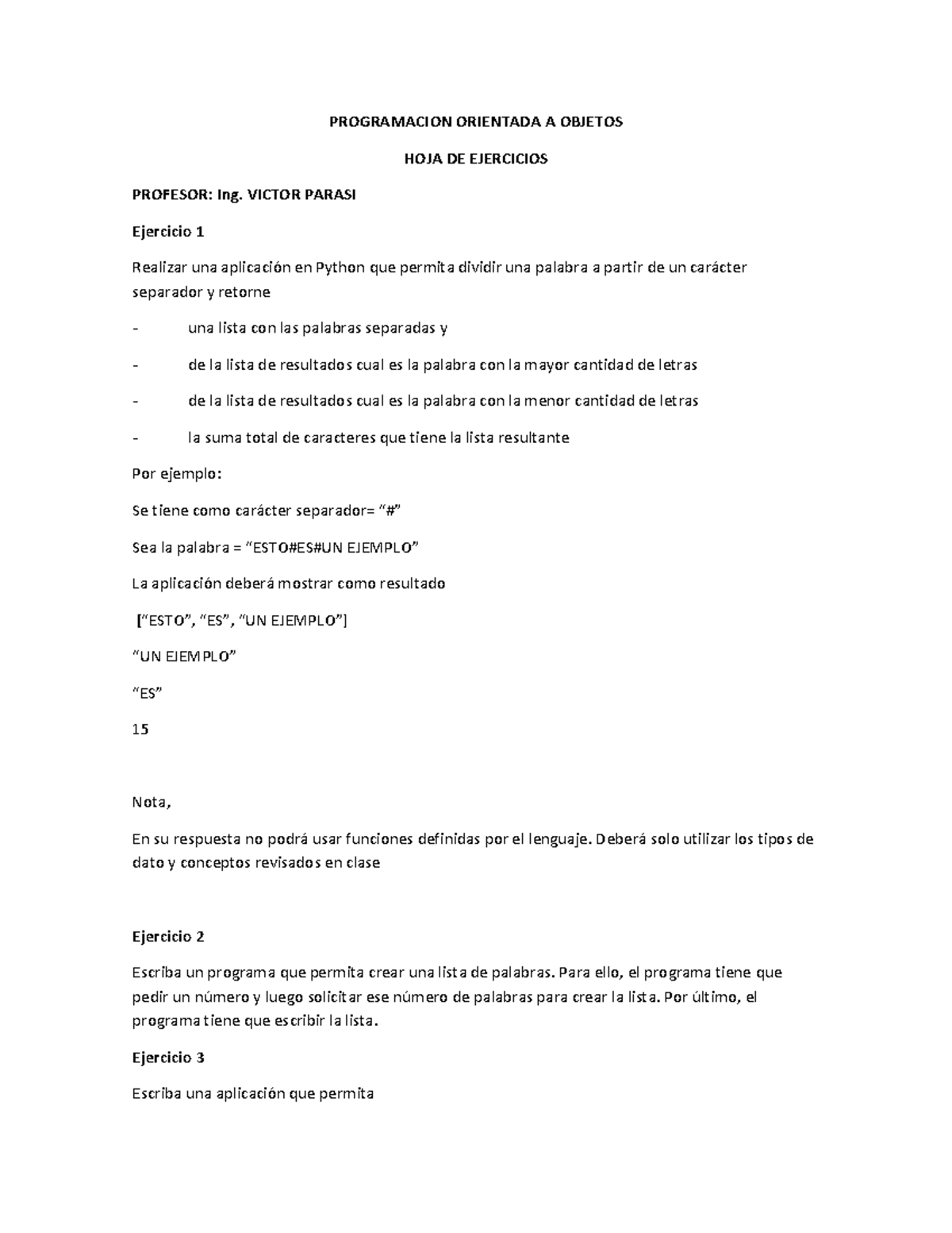 Ejercicios - PROGRAMACION ORIENTADA A OBJETOS HOJA DE EJERCICIOS ...