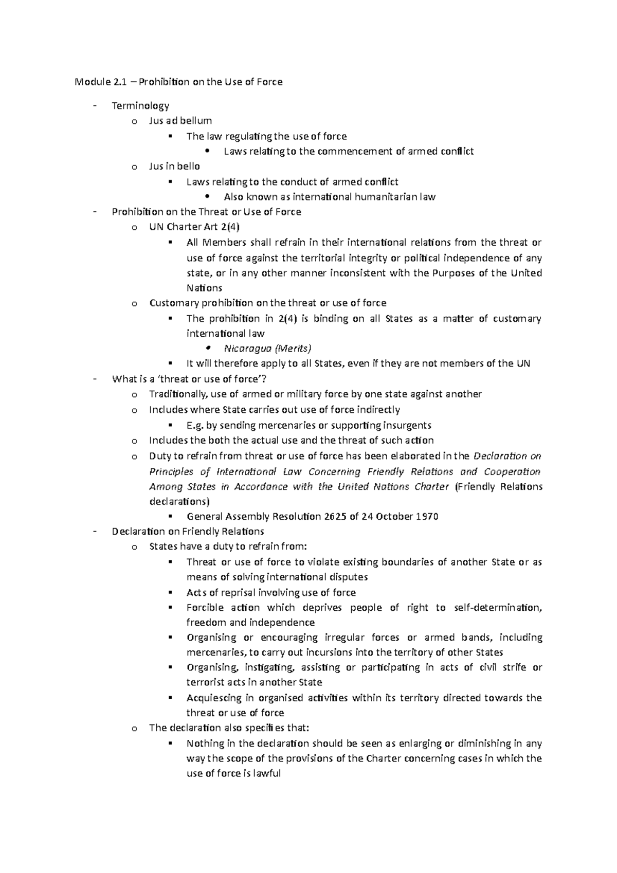 Module 2.1 - Prohibition on the Use of Force - Module 2 – Prohibition ...