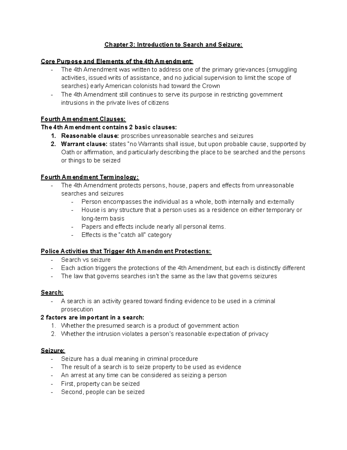 Criminal Procedure I Chapter 3 - Chapter 3: Introduction to Search and ...