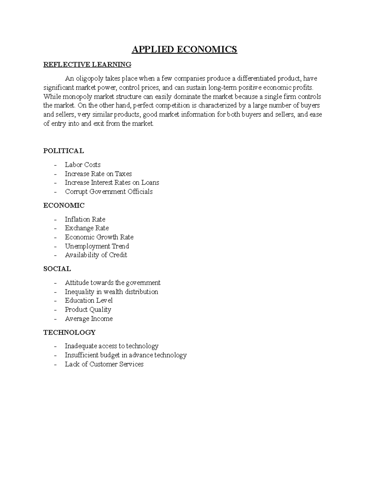 Applied- Economics Quarter 3 Lessons (Market Structure) - APPLIED ...