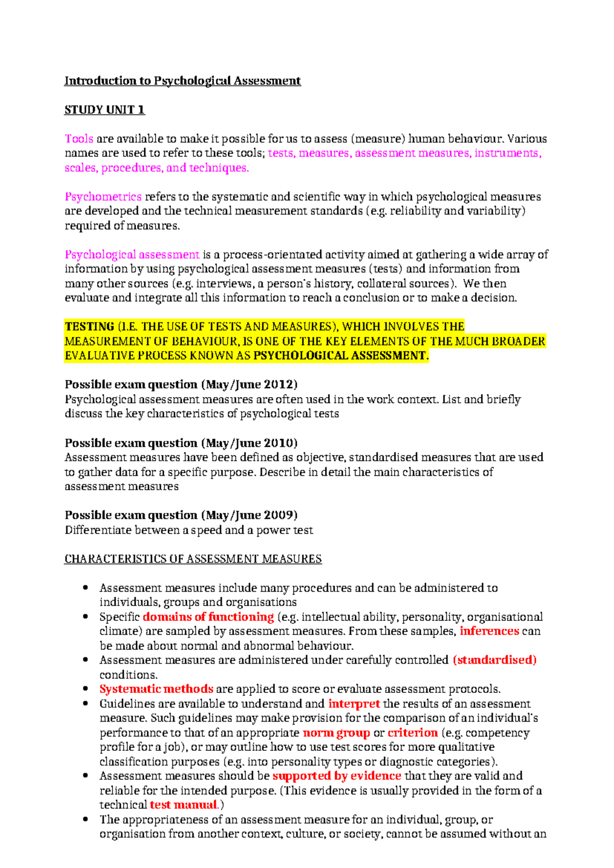 Introduction to Psychological Assessment - Various names are used to ...