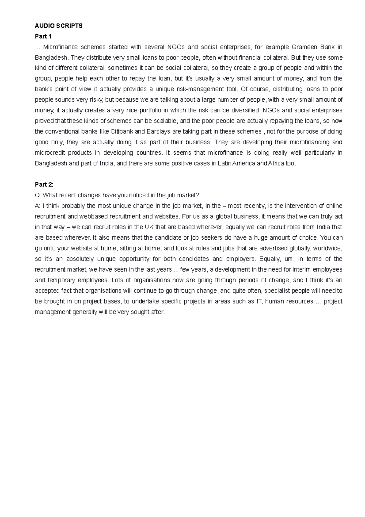 Sample TEST HP4CTTT - Audioscripts - AUDIO SCRIPTS Part 1 ...