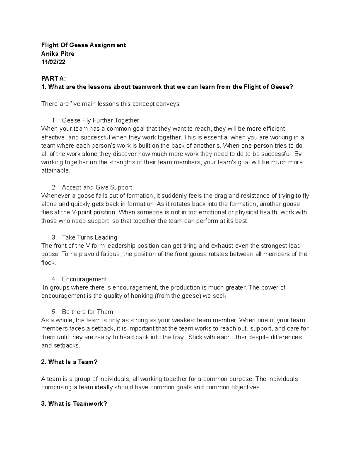 Flight Of Geese Assignment - Flight Of Geese Assignment Anika Pitre 11 ...