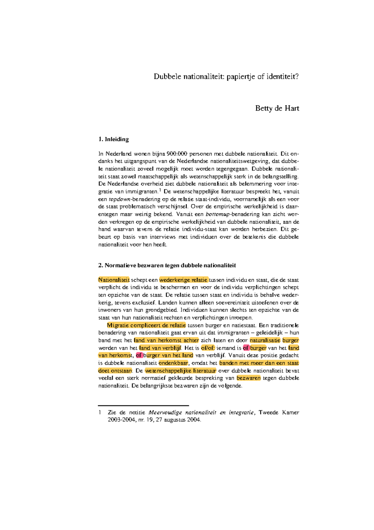bron De Hart 2005: dubbele nationaliteit - Dubbele nationaliteit ...