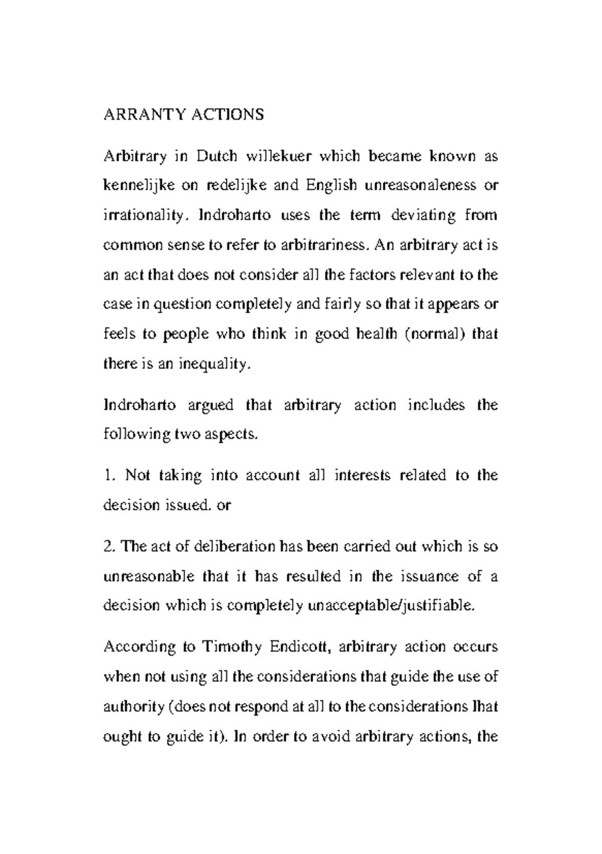 Definition OF Arranty Actions - ARRANTY ACTIONS Arbitrary in Dutch ...