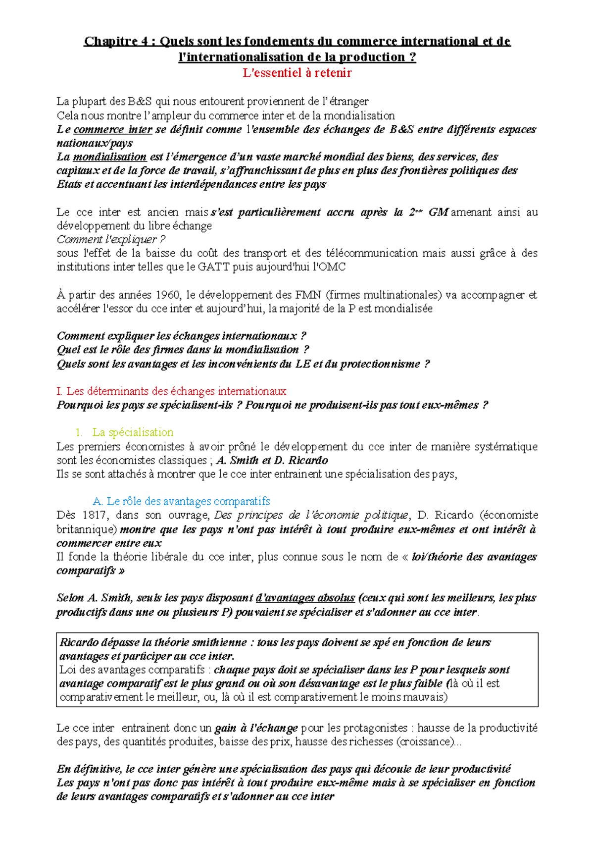 Commerce international - Les déterminants des échanges internationaux ...