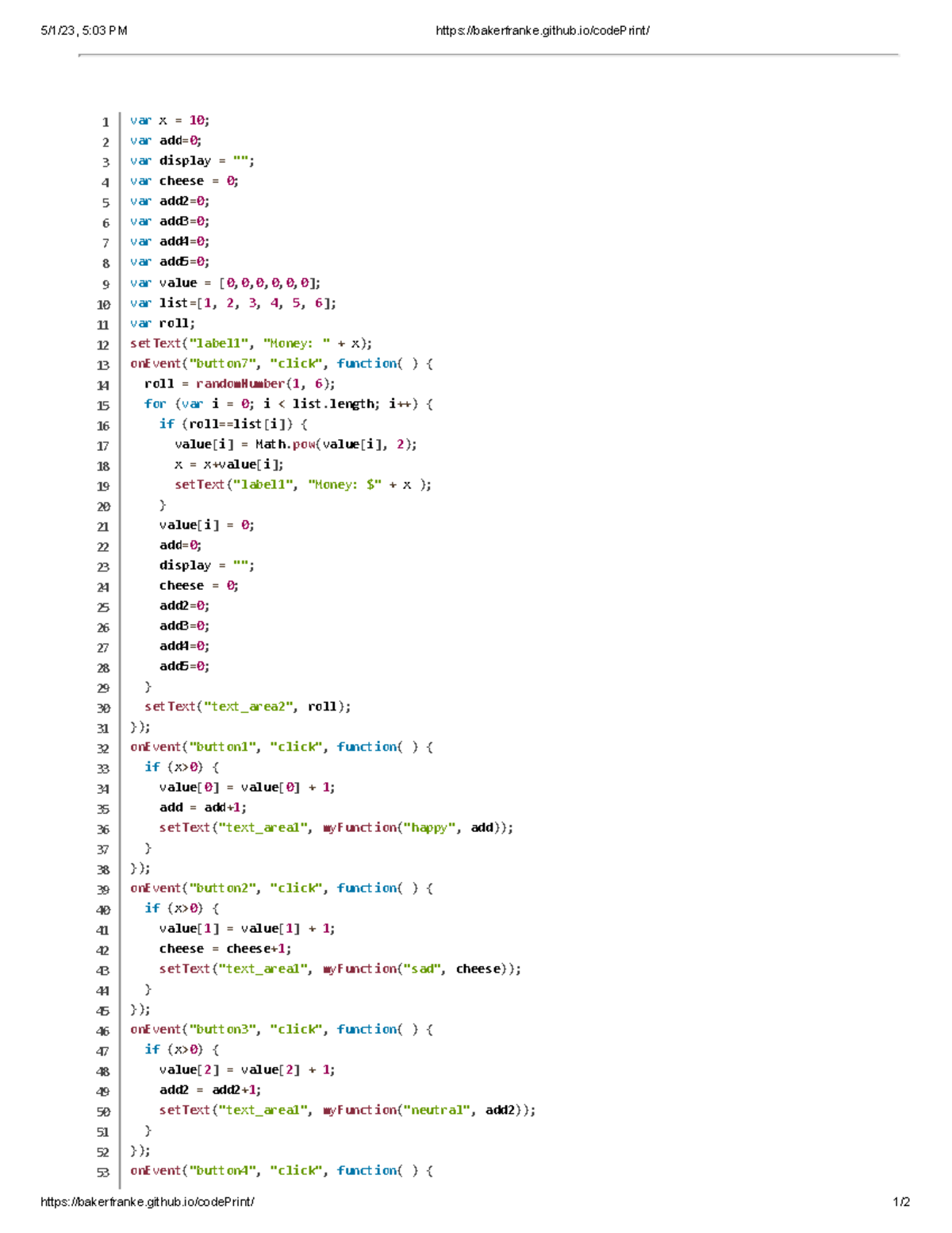 Create Task - 5/1/23, 5:03 PM bakerfranke.github/codePrint/ bakerfranke ...